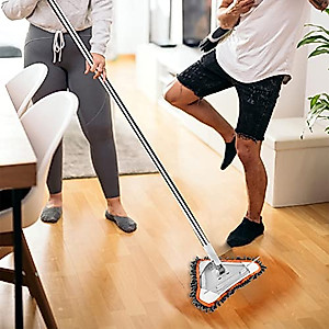 CB Wall Mop Cleaner with Adjustable Handle 360 ° Rotating Cleaning Mop Detachable Wall Cleaning Tool with Replaceable Mop Cloth Reusable Dust Mop Cleaner Wet and Dry Use Durable for Windows Wall Floor