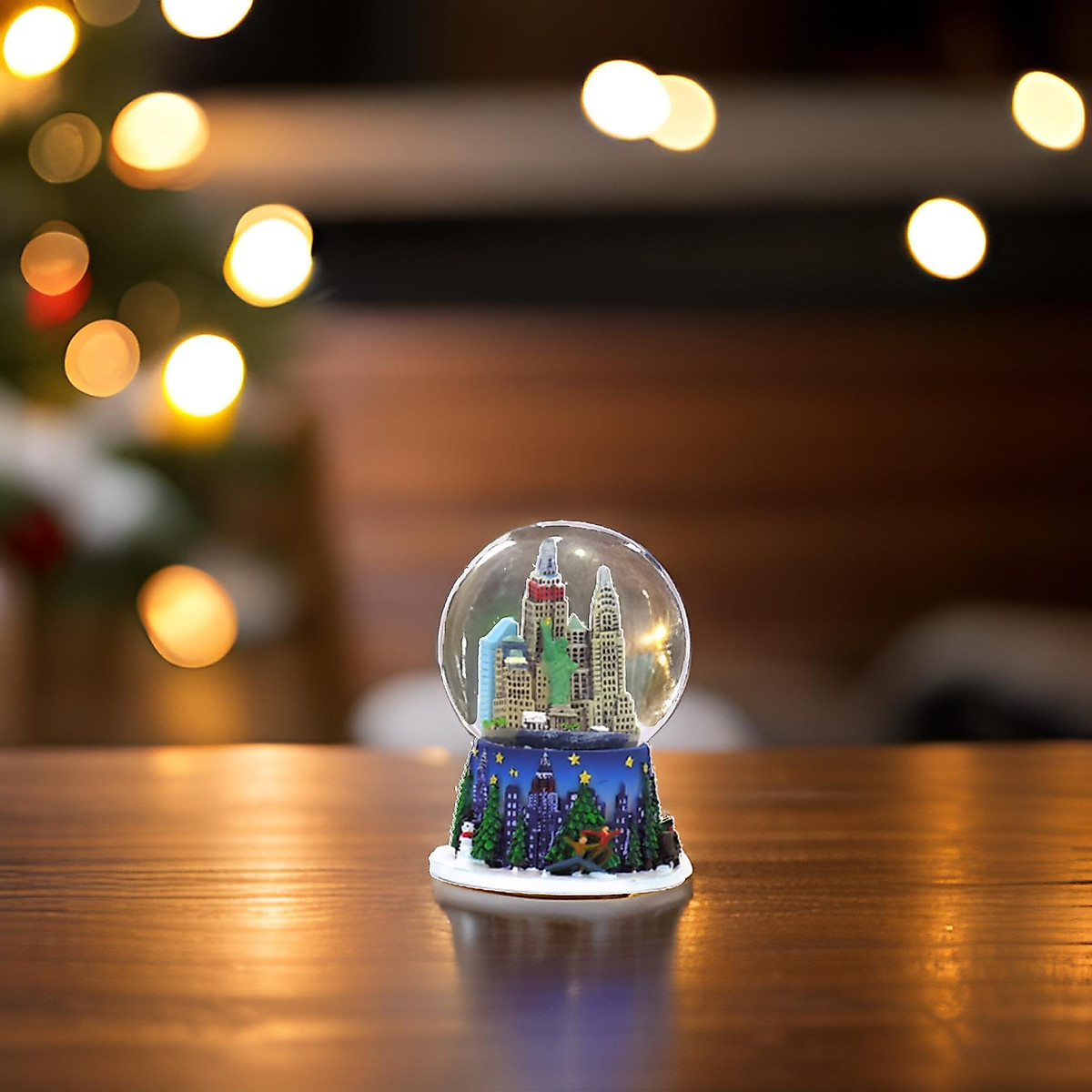 Mini New York City Christmas Snow Globe and Rockefeller Center Skyline NYC Snow Globes