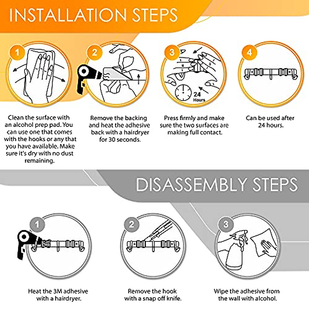 SAYONEYES Screw and Adhesive Broom Holder Wall Mount - Heavy Duty SUS304 Stainless Steel Broom and Mop holder for Laundry Room, Garden, Garage (2 Racks 3 Hooks - Black)