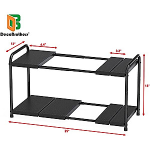 DecoBros Under Sink 2 Tier Expandable Shelf Organizer, Black
