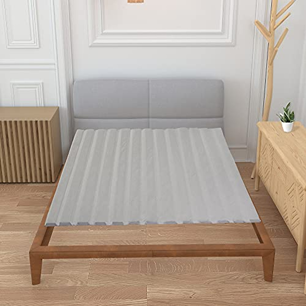 Treaton, 0.75-Inch Vertical Mattress Support Wooden Bunkie Board/Slats with Cover, Twin, Grey
