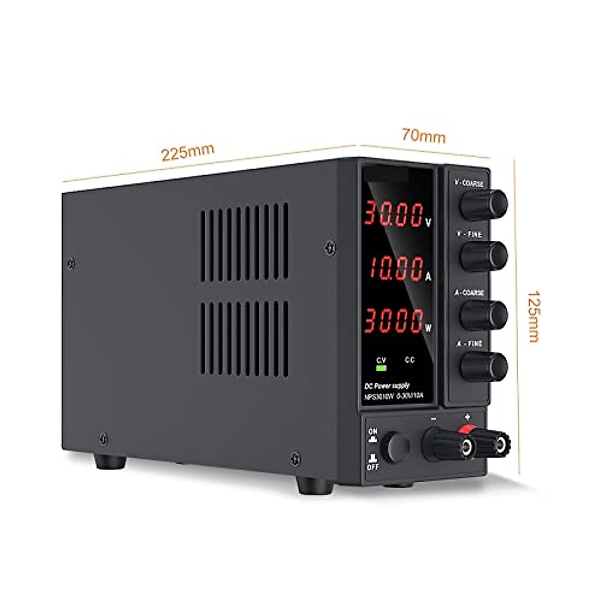 Adjustable DC Power Supply 30V 10A LED Lab Power Supply 60V 5A Voltage Regulator Stabilizer Switching Bench Source(3Digits 0-30V 0-10A)