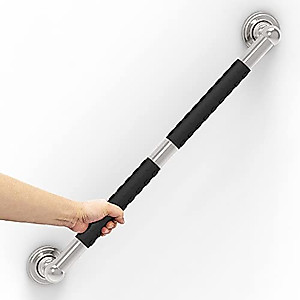 AmeriLuck Decorative Bathroom Grab Bar with Anti-Slip Rubber Grip, 1-1/4 x 24in, ADA Compliant, 500lbs Weight Support, Stainless Steel, Brushed Nickel