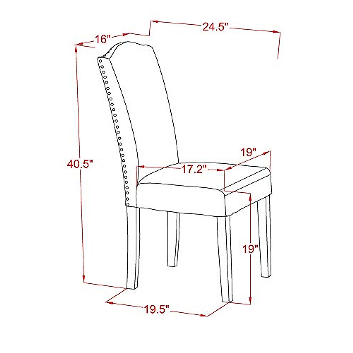 East West Furniture X027EN206-9 9-Piece Dinette Set - a Beautiful Modern Dining Table - 8 Lovely Parson Dining Chairs Nail Heads and High Back (Linen White Finish)