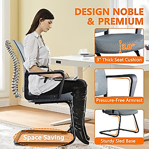 CLATINA Office Guest Chair with Lumbar Support and Mid Back Mesh Space Air Grid Series for Reception Conference Room 2 Pack