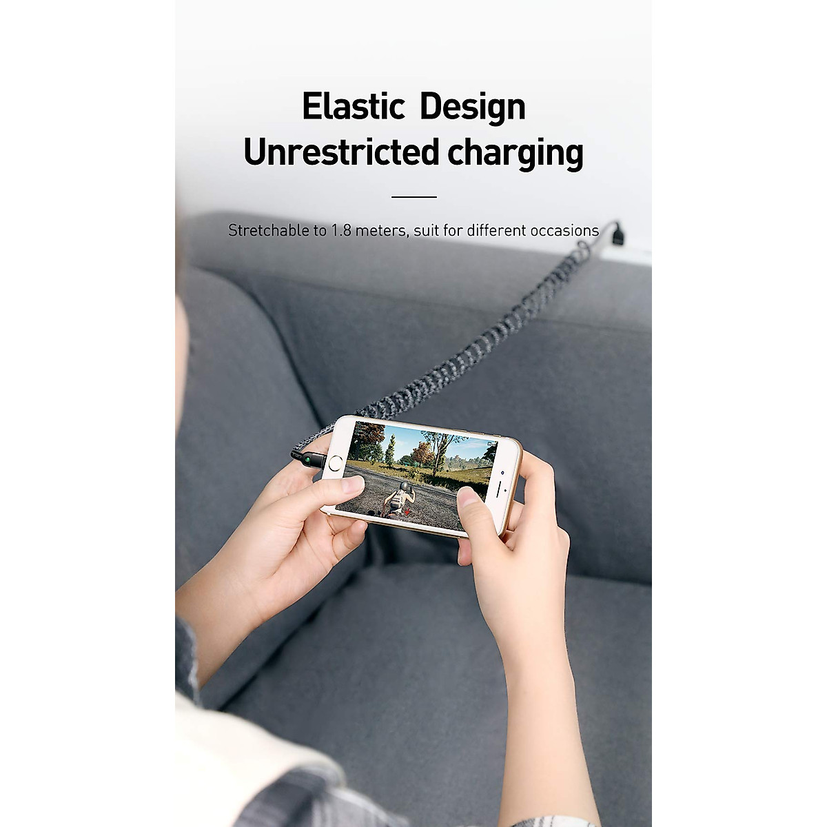 mcdodo [2 Pack] Anti Winding Cable, LED Coiled Cord Nylon Braided Sync Charge USB Data 6FT/1.8M Cable Compatible 14/13/12/11 Pro Max