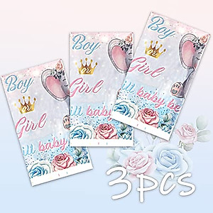 CMUSKO 3Pcs Gender Reveal Tablecloths-Elephant Theme Pink and Blue Plastic Table Cover Boy or Girl Elephant Baby Reveal Decorations