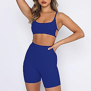 PANOEGSN Gym 2 Piece Outfits for Women Seamless Sports Bra High Waist Yoga Shorts Set Workout Athletic Tracksuit Sweatsuits 2023 Summer Fall Sexy Outfit For Women Naughty Track Orders To Be Delivered