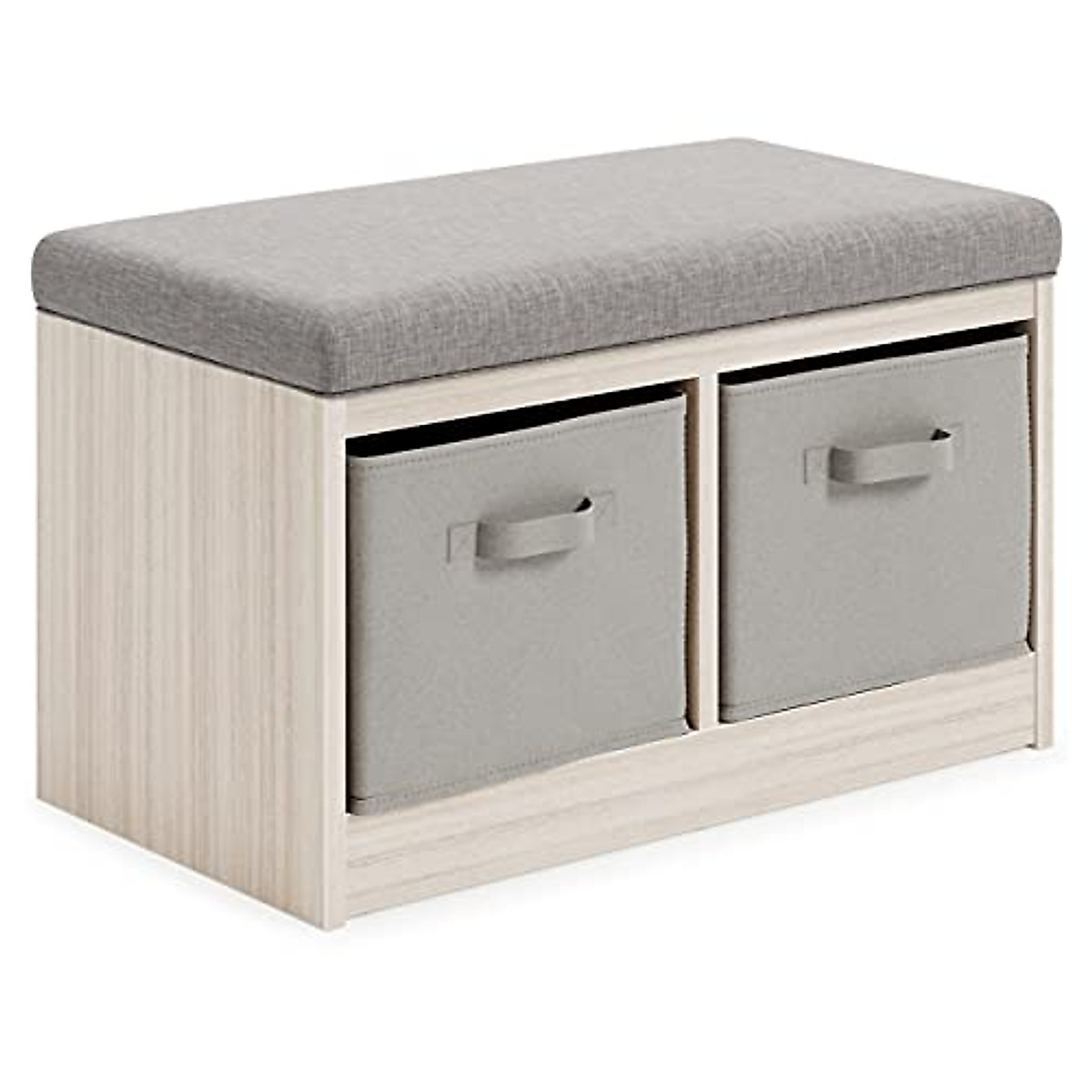 Signature Design by Ashley Blariden Upholstered Storage Bench with Removable Baskets, Gray
