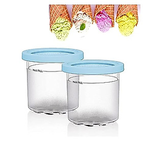 EVANEM 2/4/6PCS Creami Containers, for Ninja Creami Pints and Lids,16 OZ Creami Pints Airtight,Reusable Compatible with NC299AMZ,NC300s Series Ice Cream Makers,Blue-4PCS