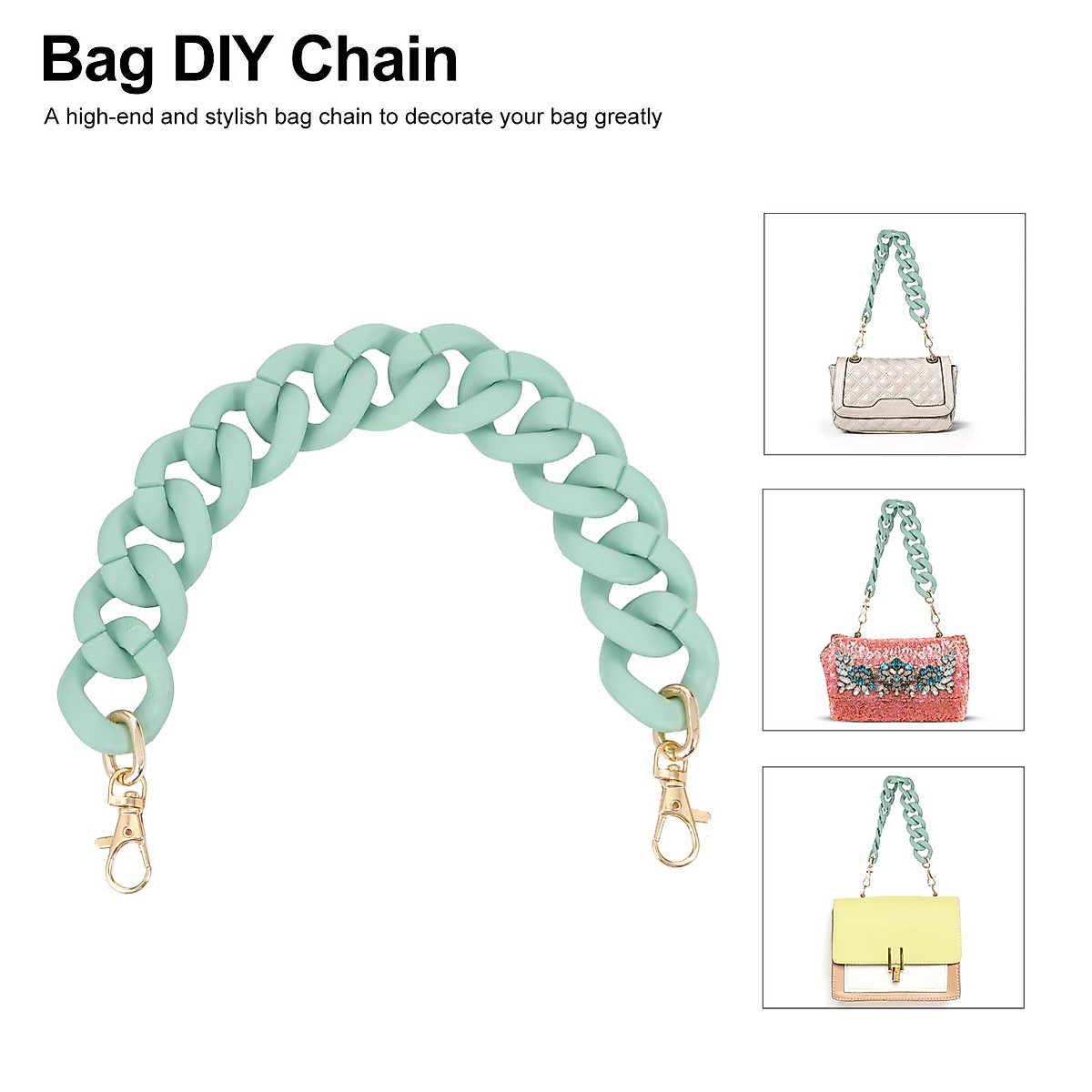 SOIMISS Chain Strap Plastic Purse Chain Bag Chain Strap Short Handbag Strap for Women Handbag Bagre Placement Accessory (Grey)