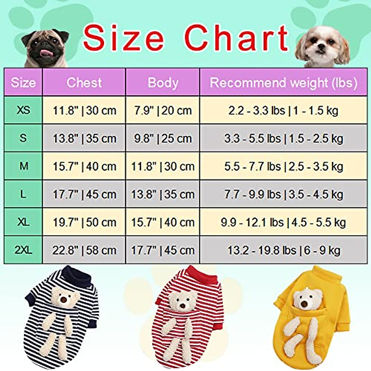 Dog Sweater Dog Sweaters for Small Medium Dogs with Pocket Bear Warm Small Dog Sweater Soft Puppy Sweaters for Small Dogs Winter Pet Dog Cat Sweater Clothes for Girls or Boys