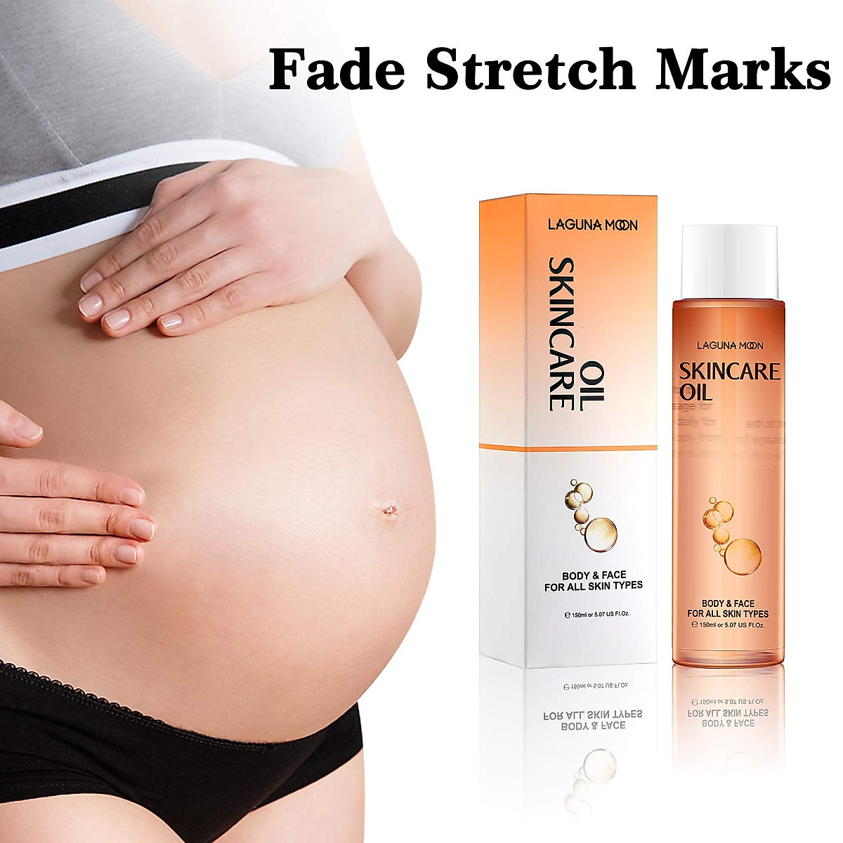 Lagunamoon Skincare Oil for Body & Face & Nails, Used for Scars, Stretch Marks, Natural Ingredients. Vitamin E Oil, Non-Greasy, Fast-Absorption, for All Skin Tpyes, 5.07Oz