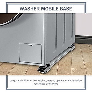 Homoyoyo Furniture Washing Machine Dolly Extendable Appliance Rollers Refrigerator Fridge Appliance Dolly Movers Portable Mini Mobile Washer Dryer Moving Base