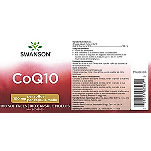 Swanson CoQ10 - Energy Antioxidant Support - Coenzyme Q10 Supplement - (100 Softgels, 100mg Each)