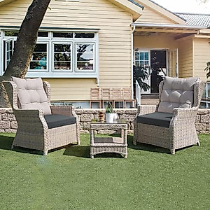 UNIKOME Outdoor Chair Cushions Pack of 4, Water Resistant Patio Cushions with Ties, High Density Sponge Filling Square Corner Seat Cushions for Outdoor Furniture, 18.5"x16"x3", Dark Grey