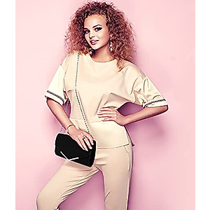 BBjinronjy Women Clutch Purse Evening Bag Prom Handbag With Detachable Chain for Wedding Velvet Elegant (Black)