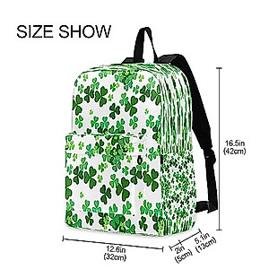 GAIGEO St Patricks Day Shamrock Large Laptop Backpack, Backpack Hiking, College Backpack with Laptop Compartment, Backpack for Work