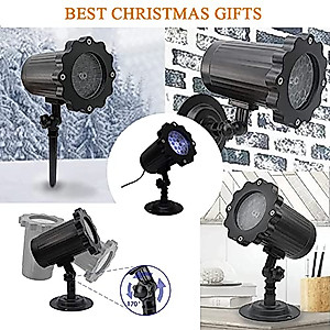Christmas Projector Lights Outdoor, Christmas Rotating LED Snowfall Lamp with Remote Control, Outdoor Waterproof Xmas Binocular Rotating Snowflake Projector Lights for Christmas Holidays