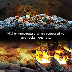 Stanbroil 10-Pound Blended Fire Glass Beads - 1/2 inch Fire Glass Drops Blended Caribbean Blue, Crystal Ice, Caramel Luster for Indoor and Outdoor Gas Fire Pits and Fireplaces