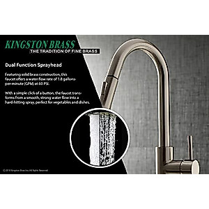 Kingston Brass LS8628DL Concord Pull-Down Sprayer Kitchen Faucet, 8-5/16" in Spout Reach, Brushed Nickel