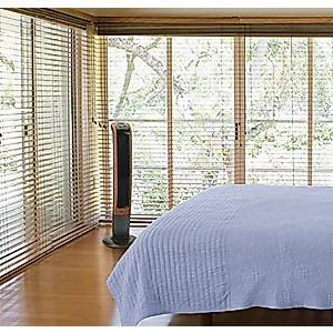 Lasko Wind Curve Electric Oscillating Tower Fan with Bluetooth Technology for Indoor, Bedroom and Home Office Use, 42", Woodgrain T42905