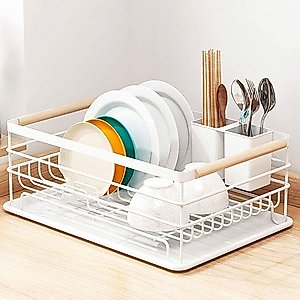 Plate Rack Draining Dish Rack 2-layer Drain Dish Rack Kitchen Dish Rack Drain Rack Household Dish Rack Sink Shelf Pan Plate Holder (Color : White-b)
