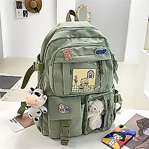 New Aesthetic Backpack Kawaii Backpack with Badge Pins Keychain Pendant Light Weight Travel Backpack