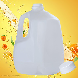 (8 PACK) 128 Oz Empty Plastic Gallon Juice Bottles with Tamper Evident WHITE Caps - Smoothie Bottles - Ideal for Juices, Milk, Smoothies, Picnic's and Even Meal Prep - Made in USA