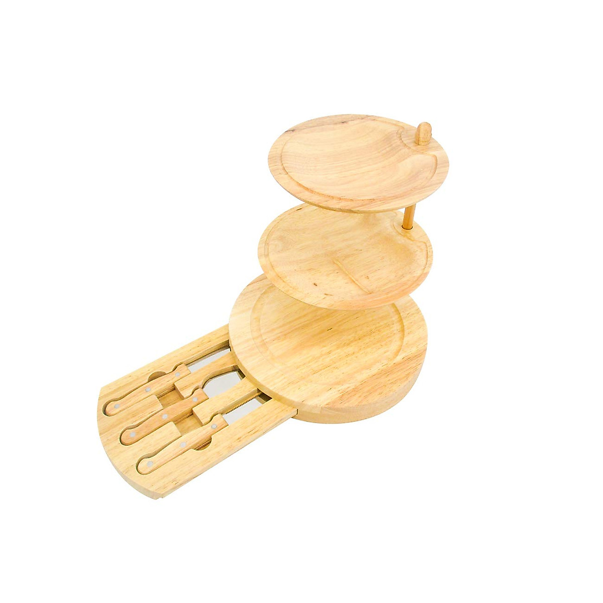 Tiered Wood Cheese Serving Tray Board by Trademark Innovations