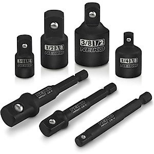NEIKO 00298A Impact Extension and Socket-Adapter Set, 1/4-Inch Hex-Shank Drill Extension Set Made with CrV Steel, 7-Piece Kit