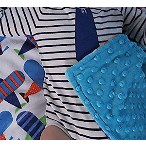 Snuggle Stuffs Unisex Baby Reversible Minky Dot Stroller Blanket (Choose Color) (Airplane/Turquoise)