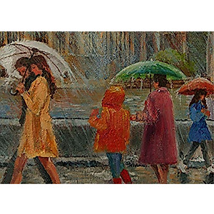 SOLD Thames Promenade, London Rain By Internationally Renown Artist Yary Dluhos