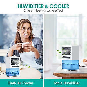 Portable Air Conditioner Fan, Personal Small Space Evaporative Air Cooler with 3 Speed Mode Fan Desktop AC, Ultra-Quiet Small Desk Table Fan with Humidification for Home Office Bedroom