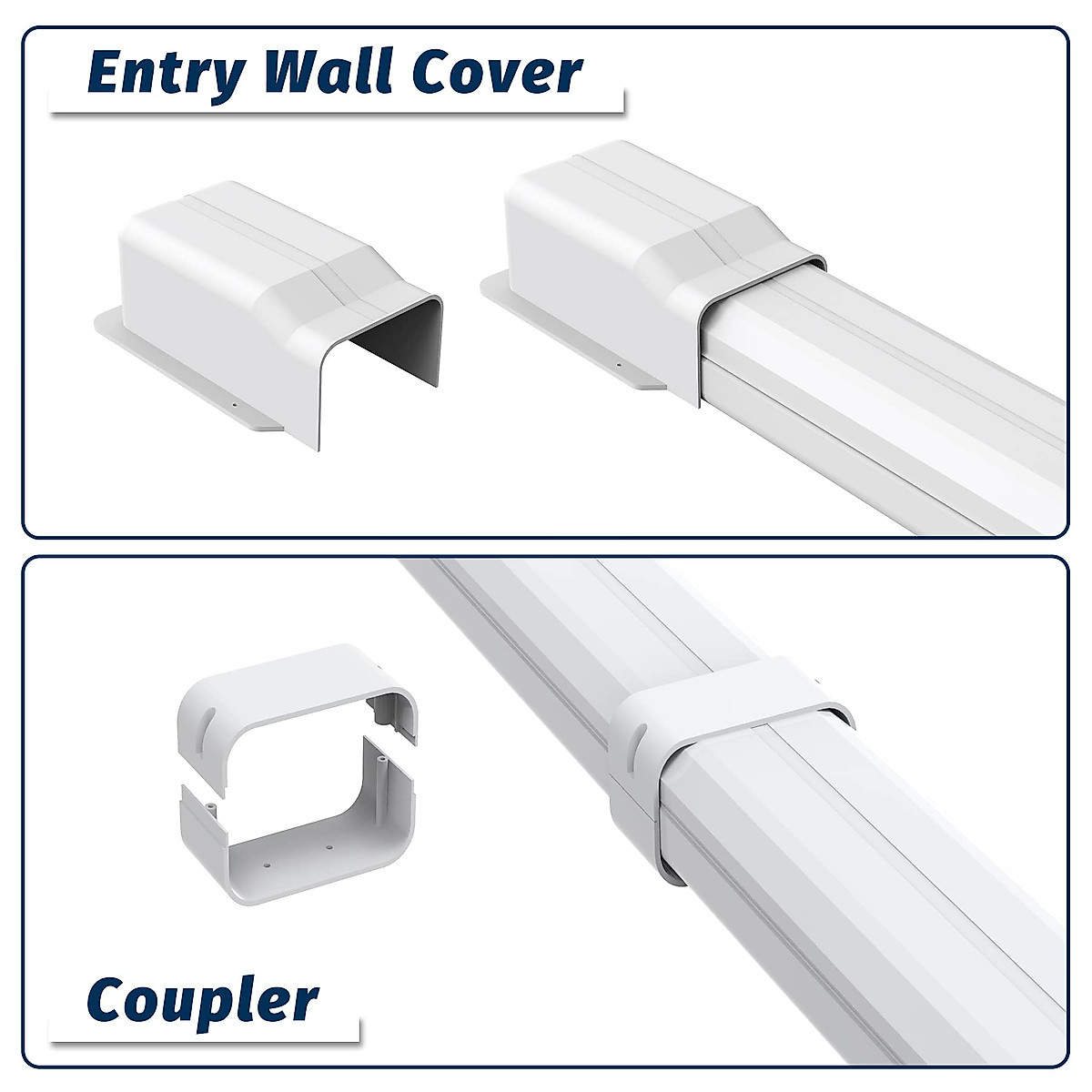 Pearwow 4" W 16.5Ft L Mini Split Line Set Cover Kit, Decorative Tubing Cover for Ductless Mini Split AC,Heat Pumps Systems,Air Conditioner Accesories