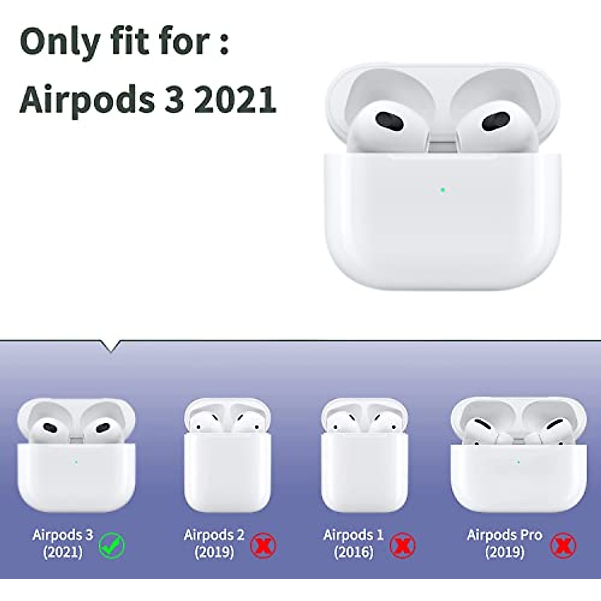 Airpods 3 Case Cover 2021,CACOE Silicone Case Cover for AirPods 3rd Generation,Black Protective Skin AirPod 3 Gen Cases Shockproof Air Pod Cute Funny Print Accessories with Keychain