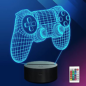 Ammonite 3D Gamepad Illusion Lamp, Game Controller Night Light with Remote Control and Timing Function 16 Color Changing Gaming Room Decor Best Gamer Gift