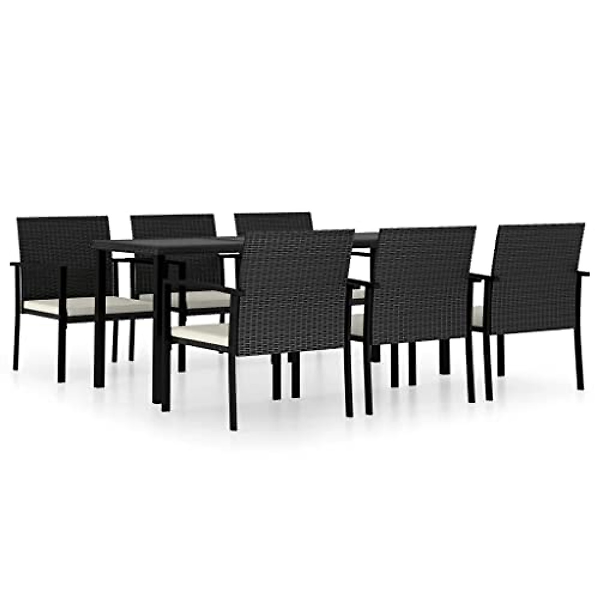 YUHI-HQYD 7 Piece Patio Dining Set,Balcony Bar,Party Furniture,Comfortable Casual Furniture,Suitable for Balcony, Deck, Backyard, Patio, Garden, Poolside, etc. Poly Rattan Black