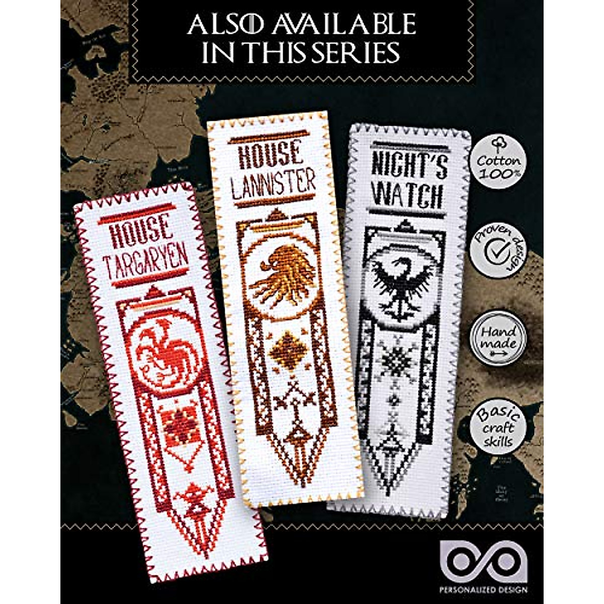 Game of Thrones Cross Stitch Kit House Stark - DIY Father's Day Gift - Hand Embroidery Bookmark with GoT Pattern