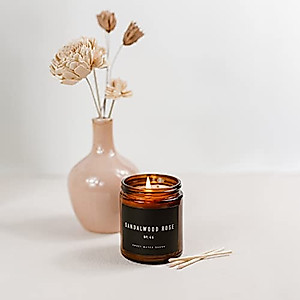 Sweet Water Decor Candle | Rose, Wood, Amber, Vanilla, & Musk Scented Soy Wax Candle for Home | 9oz Amber Jar, 40 Hour Burn Time, Made in the USA (Sandalwood Rose)