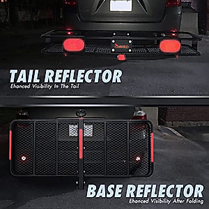 KING BIRD Folding Hitch Cargo Carrier 60x24x6 with 18 Cuft Waterproof Bag & Hitch Stabilizer& Ratchet Straps Fits to 2'' Receiver,550LBS Capacity Cargo Basket | Trailer Tow Hitch Cargo Carrier