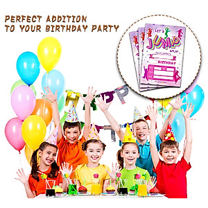 ONDTOM Jump Trampoline Birthday Party Invitations With Envelopes(4" x 6")- 20 Pack - Bounce House Party Invites-c56