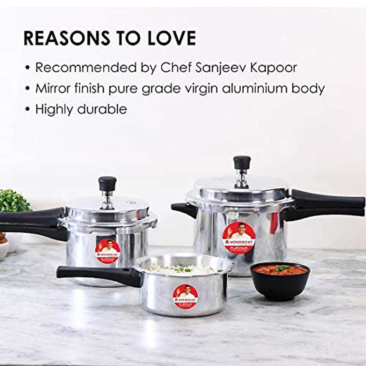 Wonderchef Platinum Pressure cookers combo 2L,3L & 5L Silver