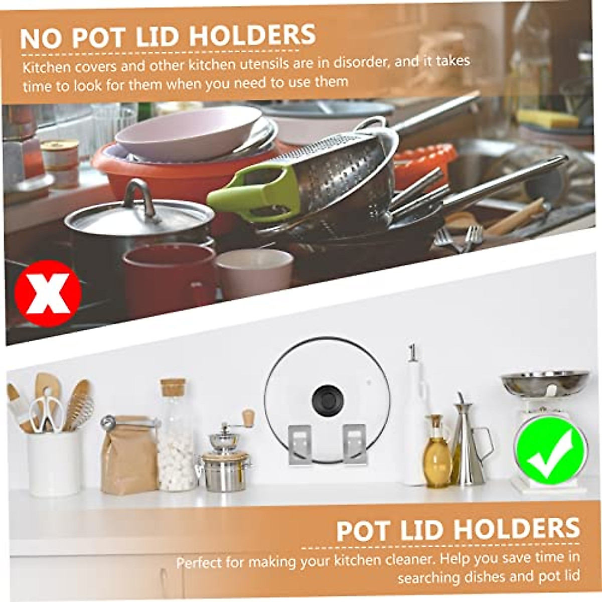 GANAZONO Pan Lid Holder 4pcs Lid Rack Shelves Brackets Macrame Shelf Wall Hanging Cutting Board Holder Stand Pan Covers Stand Lid Drying Racks Chopping Board Stand Pot Lid Storage Rack