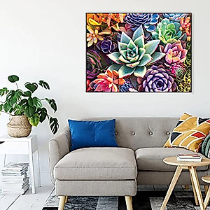 Succulent Diamond Painting Kits for Adults - 5D Diamond Art Kits for Adults Kids Beginner,DIY Flowers Full Drill Paintings with Diamonds Gem Art for Adults Home Wall Decor 11.8x15.7inch