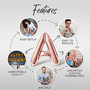 Letter Balloons - QUIERES SER MI NOVIA 16" Inch Alphabet Letters Foil Mylar Balloon Valentines Day Banner (Rose Gold)