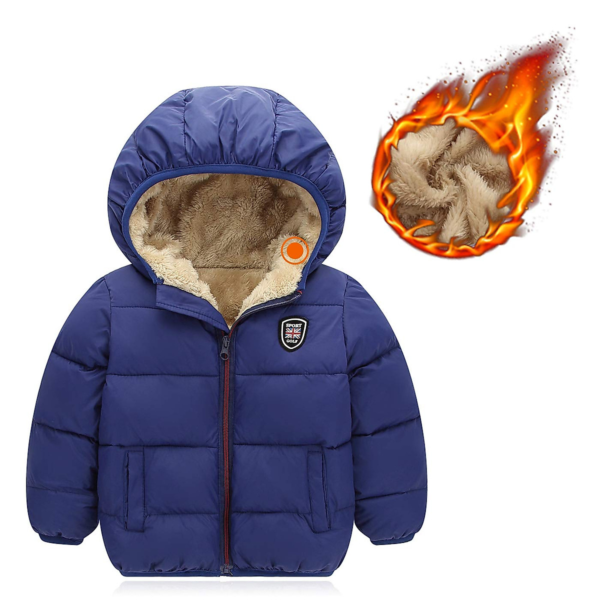 Happy Cherry Boys Blue Winter Hooded Bubble Coat Warm Down Jacket Thick Outerwear for 6 to 7 years old