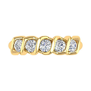 1 Carat (ctw) Channel Set 5-Stone Diamond Wedding Band Ring in 10K Yellow Gold (Ring Size 5.75)