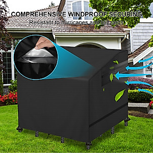 GJMZTQG Heavy Duty Outdoor 41 Inch Bar Set Cover,600D Waterproof UV Resistant Anti-Fading Bar Table Set Covers,with Air Vent and Handles, for Patio Bar Table Set, Black, 41" L x 38W x 40" H