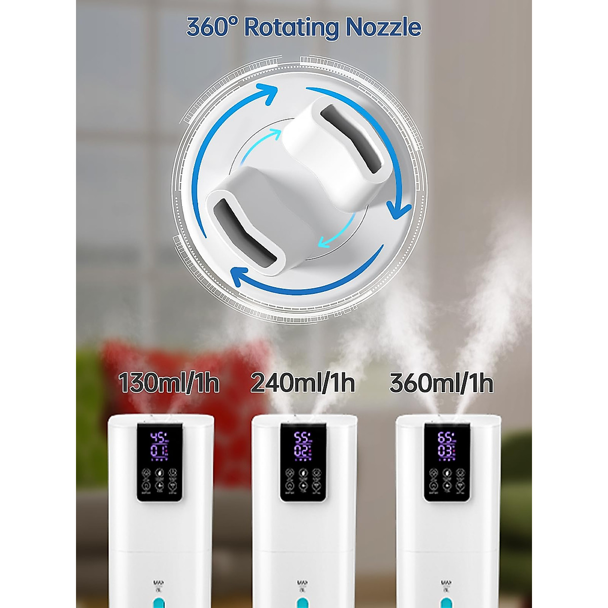 Smart Humidifiers for Bedroom Large Room,(8L) 2.1Gal Cool Mist Top Fill Diffuser Ambient Light, WIFI App & Remote Control, 3 Mist Modes, 12H Timer, 35dB Quiet Humidifier for Home Office Plant